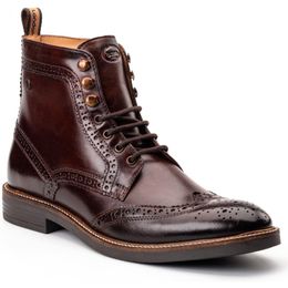 Base London Bristol Lederschuhe F&uuml;r M&auml;nner In Verbranntem Braun Mit Brogue Muster