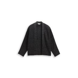Tom Tailor Damen Cropped Cardigan mit Glitzer-Effekt, schwarz, Uni, Gr. L