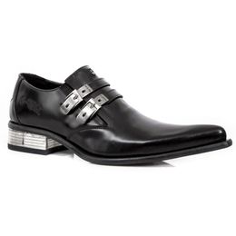 New Rock Newman-Schuhe aus schwarzem Leder mit Schnalle &ndash; M-2246-S14