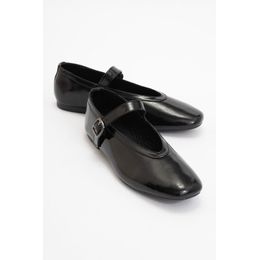 Matilda Leder Mary Jane Flache Schuhe
