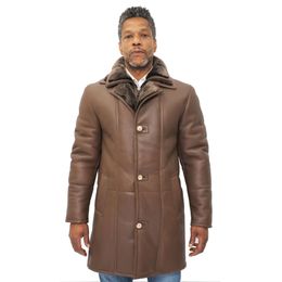 Warmer Herren-Lammfell-Schaffell-Ledermantel-Florence
