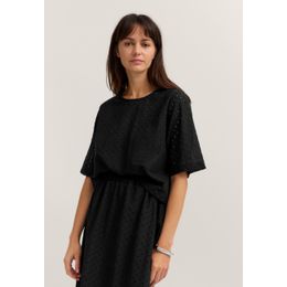Bugatti Damen Bluse kurzarm Modern Fit mit Lochmuster