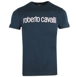 Roberto Cavalli Logo Navy Blau T-Shirt