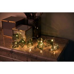 Glasornament-Lichterkette, Rauten - Gr&uuml;n