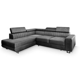 Masseno Ecksofa, Grau, Metall, 4-Sitzer, L-Form,L-Form, 253x190 cm, Wohnzimmer, Sofas & Couches, Wohnlandschaften, Ecksofas