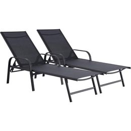 Habitat Garten Sonnenliege, Schwarz, Metall, 59x45x193 cm, Gartenm&ouml;bel, Gartenliegen