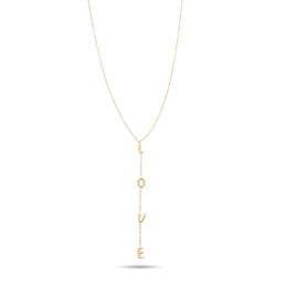 Y-Kette ECHTZEIT "Schmuck Geschenk Edelstahl Halskette Love Letters", gold (gelbgoldfarben), Halsketten, Damen, Edelstahl, L: 47