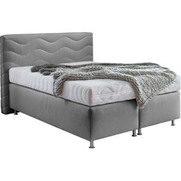 Boxspringbett "Sigma", grau, B:155cm L:210cm, Bezug Bett: Microvelours (100% Polyester) oder Feinstruktur (100% Polyester);Bezug Bonnell-Federkernmatratze: 100% Polyester;Bezug Kaltschaummatratze: 100% Polyester;Bezug Tonnentaschenfederkernmatratze: 80% Baumwolle, 20%Polyester, Westfalia Schlafkomfort, Komplettbetten, Boxspringbett