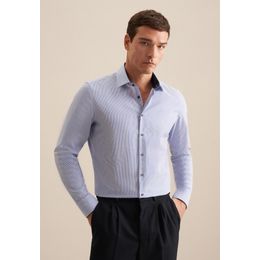 Businesshemd Seidensticker "Slim", Herren, Gr. S38, normale &Auml;rmell&auml;ngen, blau (mittelblau), 100% Baumwolle, gestreift, slim fit, 2-Knopf-Manschette, Hemden, Slim 1/1 Kentkragen Streifen