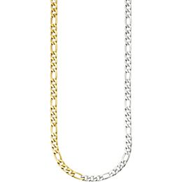 Edelstahlkette "Schmuck Geschenk Edelstahl Halsschmuck Figarokette", gelb (gelbgoldfarben, edelstahlfarben), ANISTON JEWELRY & WATCHES, Halsketten, Damen, Edelstahl, L: 55 B: 6,6mm, Edelstahlkette, B:6,6mm