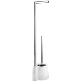 WC-Garnitur Wenko "Avola", wei&szlig;, B:16cm H:70cm L:13cm, Edelstahl, Polypropylen, Reinigungsb&uuml;rsten, Stand WC-Garnitur