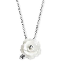 Kette mit Anh&auml;nger Engelsrufer "Rose", bunt (silberfarben, wei&szlig;), Halsketten, Damen, Silber 925 (Sterlingsilber), L: 44 B: 1,33mm, mit Perlmutt (synth.), B:1,33mm