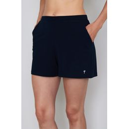 JOOP! Shorts JOOP "Cosy", Damen, Gr. 38, N-Gr, blau (navy), Jersey, Obermaterial: 95% Baumwolle, 5% Elasthan, unifarben, Basic ca. Mitte Oberschenkel, Hosen Shorts, mit bequemem Stretchbund
