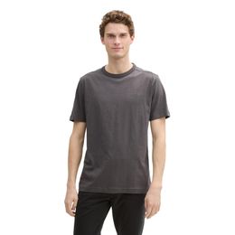 T-Shirt Tom Tailor, Herren, Gr. 3XL, grau (tarmac grau), Single Jersey, Obermaterial: 100% Baumwolle, unifarben, regular fit taillenbedeckt, Rundhals, gerader Abschluss, Shirts T-Shirt, mit Logo Stickerei
