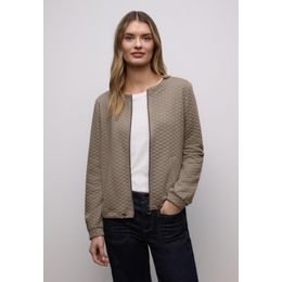 Cardigan Street One, Damen, Gr. 34, light terra mocha, Stoff, 70% Polyester, 25% Viskose, 5% Elasthan, Strukturmuster, normal normal, Rundhals, B&uuml;ndchen, Strickjacken, mit Struktur