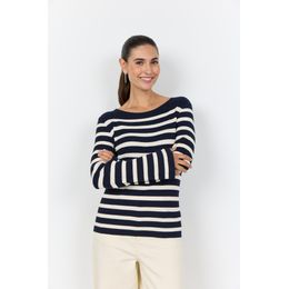 Strickpullover soyaconcept "SC-DOLLIE 813", Damen, Gr. L, navy combi, Strick, Obermaterial: 75% Viskose, 25% Nylon, gestreift, normal normal, Rundhals, Pullover Strickpullover, aus Viskosemischung, normale Passform, pflegeleicht, gestreifte Optik