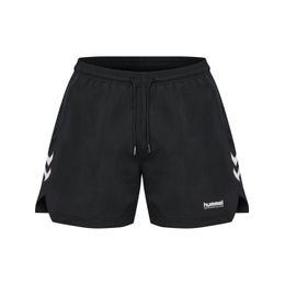 Badeshorts Hummel "HMLPULSE SWIM SHORTS", Herren, Gr. S (46), N-Gr, schwarz-wei&szlig; (schwarz), Obermaterial: 100% Polyester, Badehosen Badeshorts, mit Innenslip, seitliche Taschen
