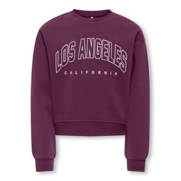 Sweatshirt KIDS Only "KOGSWEAT LS CREW OVZ STAT SWT NOOS", M&auml;dchen, Gr. 134/140, mauve wine print:los angeles, california, Sweatware, Obermaterial: 60% Baumwolle, 40% Polyester, bedruckt, loose fit normal, Rundhals, Rippb&uuml;ndchen, Sweatshirts Sweatshirt, Baumwollmischung, loose fit