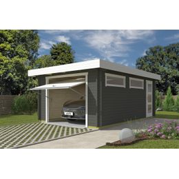 Garage Nordic Holz "CANBERRA", gr&uuml;n (natur), B:360cm H:233,7cm L:540cm, Massivholz, Garagen, BxT: 423x600 cm, 207 cm Einfahrtsh&ouml;he, mit Schwingtor