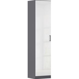 Mehrzweckschrank Rauch "Garderobe Kleiderschrank Schrank Schuhschrank Putzschrank MINOSA", graumetallic, hochglanz wei&szlig;, griffe graumetallic, B:47cm H:197cm T:41cm, Holzwerkstoff, Schr&auml;nke, Mehrzweckschrank, In 4 Breiten mit vielen Einlegeb&ouml;den f&uuml;r viel Stauraum MADE IN GERMANY