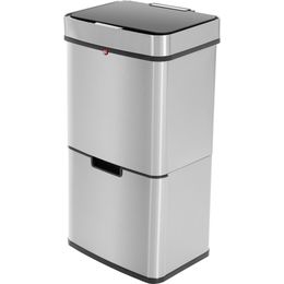 M&uuml;lltrennsystem Hailo "&Ouml;ko Vario XL", silber (edelstahlfarben), B:42cm H:78,5cm T:31,5cm, Edelstahl, M&uuml;lleimer, M&uuml;lltrennsystem, 54 Liter, Edelstahl, Kunststoff Inneneimer, Sensortechnik