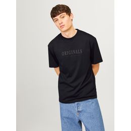 Jack & Jones Rundhalsshirt JACK & JONES "JORFREDERIKSBERG TEE SS CREW NECK NOOS", Herren, Gr. M, schwarz, Jersey, Obermaterial: 100% Baumwolle, unifarben, regular fit normal, Rundhals, Shirts Rundhalsshirt