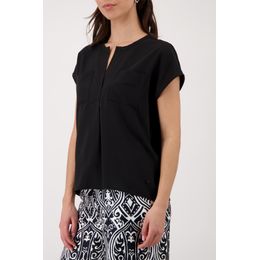 Schlupfbluse monari, Damen, Gr. 36, schwarz, Web, Obermaterial: 100% Polyester. R&uuml;ckenteil: 92% Viskose, 8% Elasthan, unifarben, regular fit taillenbedeckt, Rundhals, angeschnitten gerader Abschluss, Blusen Schlupfbluse, Regular fit mit Schmuckdetails
