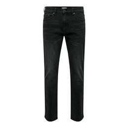 Only & Sons Regular-fit-Jeans ONLY & SONS "ONSWEFT REG. BOX AZG DNM MU OTL", Herren, Gr. 28, L&auml;nge 32, schwarz (washed schwarz), Denim/Jeans, Obermaterial: 98% Baumwolle, 2% Elasthan, Abriebeffekte, regular fit kn&ouml;chellang, Jeans