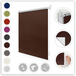Seitenzugrollo LICHTBLICK ORIGINAL "Klemmfix Hitzeschutz" Gr. 1, braun (braun, braun), B:45cm H:150cm, Polyester, Rollos, Seitenzugrollo, mit Thermobeschichtung