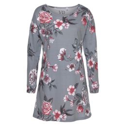 Damen Nachthemd, Grau, Gr. 48/50, Vivance Dreams by Lascana, Nachthemden, 100% Baumwolle