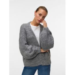 V&eacute;ro Moda Strickjacke VERO MODA "VMMAYBE LS OPEN CARDIGAN GA REP", Damen, Gr. L, medium grau melange, Strick, Obermaterial: 100% Polyester, unifarben, loose fit h&uuml;ftbedeckend, ohne Ausschnitt, Rippb&uuml;ndchen, Strickjacken Strickjacke