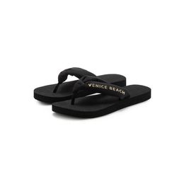Venice Beach Badezehentrenner 'Badeschuhe, Badelatsche, Flip Flop, Sandale, Pantolette, Sommerschuhe' schwarz Gr. 40 f&uuml;r Damen. Mit Logopr&auml;gung