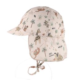 MaxiMo Jungen Schirmm&uuml;tzeerdnuss, dschungeltiere, Gr. 49, Web, Obermaterial: 100% Baumwolle, M&uuml;tzen, Beige, Dschungeltiere, Nackenschutz, Bindeband,