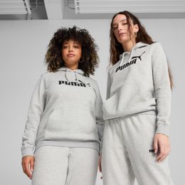 Kapuzensweatshirt Puma "ESS NO 1 LOGO HOODIE FL", Damen, Gr. L, grau (light gray heather), Fleece, Obermaterial: 66% Baumwolle, 34% Polyester, bedruckt, regular fit normal, angesetztes B&uuml;ndchen, Sweatshirts, Regular Fit, mit verstellbarer Kapuze, mit K&auml;ngurutasche