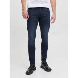 Jack & Jones Skinny-fit-Jeans JACK & JONES "JJILIAM Skinny Jeans mit Used-Waschung f&uuml;r schlanke Silhouette", Herren, Gr. 28, L&auml;nge 32, blau (denim blau), Denim/Jeans, Obermaterial: 99% Baumwolle, 1% Elasthan, Abriebeffekte, skinny fit lang, Jeans, Abriebeffekte, modisch, skinny fit, Baumwollmischung