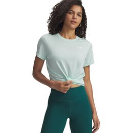 Trainingsshirt Under Armour "TECH SSC- TWIST", Damen, Gr. XL, blau (refresh mint,, wei&szlig;), Obermaterial: 100% Polyester, normal, Rundhals, Shirts, Kurzarm-Design, normale Schnittform, Rundhalsausschnitt