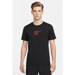 T-Shirt Nike "M NK DF TEE STD AEROSWIFT GFX", Herren, Gr. L, schwarz (schwarz, bright crimson), Obermaterial: 57% Baumwolle, 43% Polyester, normal, Rundhals, Shirts T-Shirt