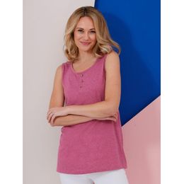 Longtop Classic Basics, Damen, Gr. 42, pink (magenta, meliert), 65% Polyester, 35% Baumwolle, meliert, Rundhals, Tops