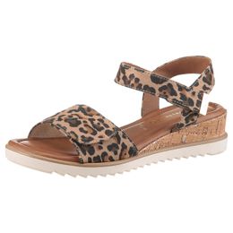 Keilsandalette Tamaris, Damen, Gr. 41, braun (leo), Textil, Veloursleder, Schuhe, Riemchensandale, Sommerschuh in veganer Verarbeitung