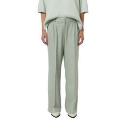 Stoffhose comma, Damen, Gr. 40, N-Gr, gr&uuml;n (light khaki), Web, Obermaterial: 52% Viskose, 45% Polyester, 3% Elasthan, meliert, normal lang, Hosen Stoffhose, meliert, mit geradem Bein und Bundfalte