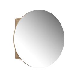 VICCO Badspiegelschrank, Honigeiche, Holzwerkstoff, 2 F&auml;cher, Rund, 60x60x17.4 cm, Badezimmer, Badezimmerspiegel, Spiegelschr&auml;nke