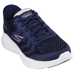 Slip-On Sneaker Skechers "GO WALK NOW-KHLOE", Damen, Gr. 42, blau (navy, wei&szlig;), Textil, Schuhe, Freizeitschuh mit Fersenkissen und Slip-ins Technologie