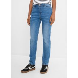 bonprix Straight-Jeans Mid Waist Stretch, blau, Gr.48, Modische Authentic-Jeans mit Stretchanteil und Ziern&auml;hten, 98% Baumwolle