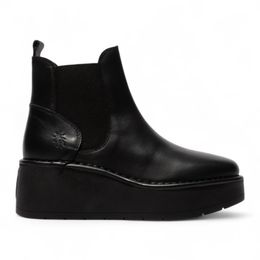 Fly London Damen HELY268 Chelsea-Stiefel aus Leder mit Plateausohle, Schwarz