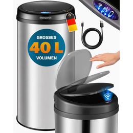 Monzana Sensor M&uuml;lleimer Silber Edelstahl 40L