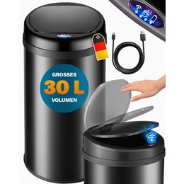 Monzana Sensor M&uuml;lleimer Schwarz Edelstahl 30L
