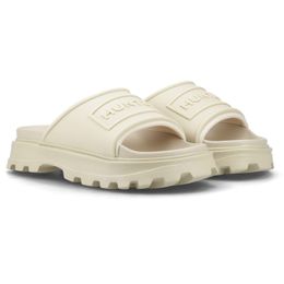 Hunter Moulded Stacked Slider Polyester Damen Kies Pantoletten