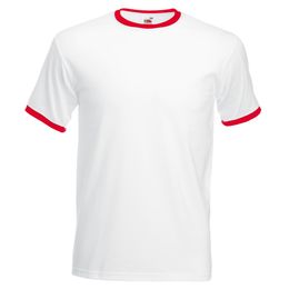 Fruit of the Loom Herren Ringer T-Shirt (Wei&szlig;/Rot)