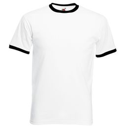 Fruit of the Loom Herren Ringer T-Shirt (Wei&szlig;/Schwarz)