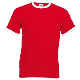 Fruit of the Loom Herren Ringer T-Shirt (Rot/Wei&szlig;)
